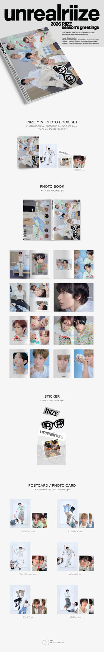 RIIZE MINI PHOTO BOOK SET - 2026 SM ARTIST SEASON'S GREETINGS MD ...